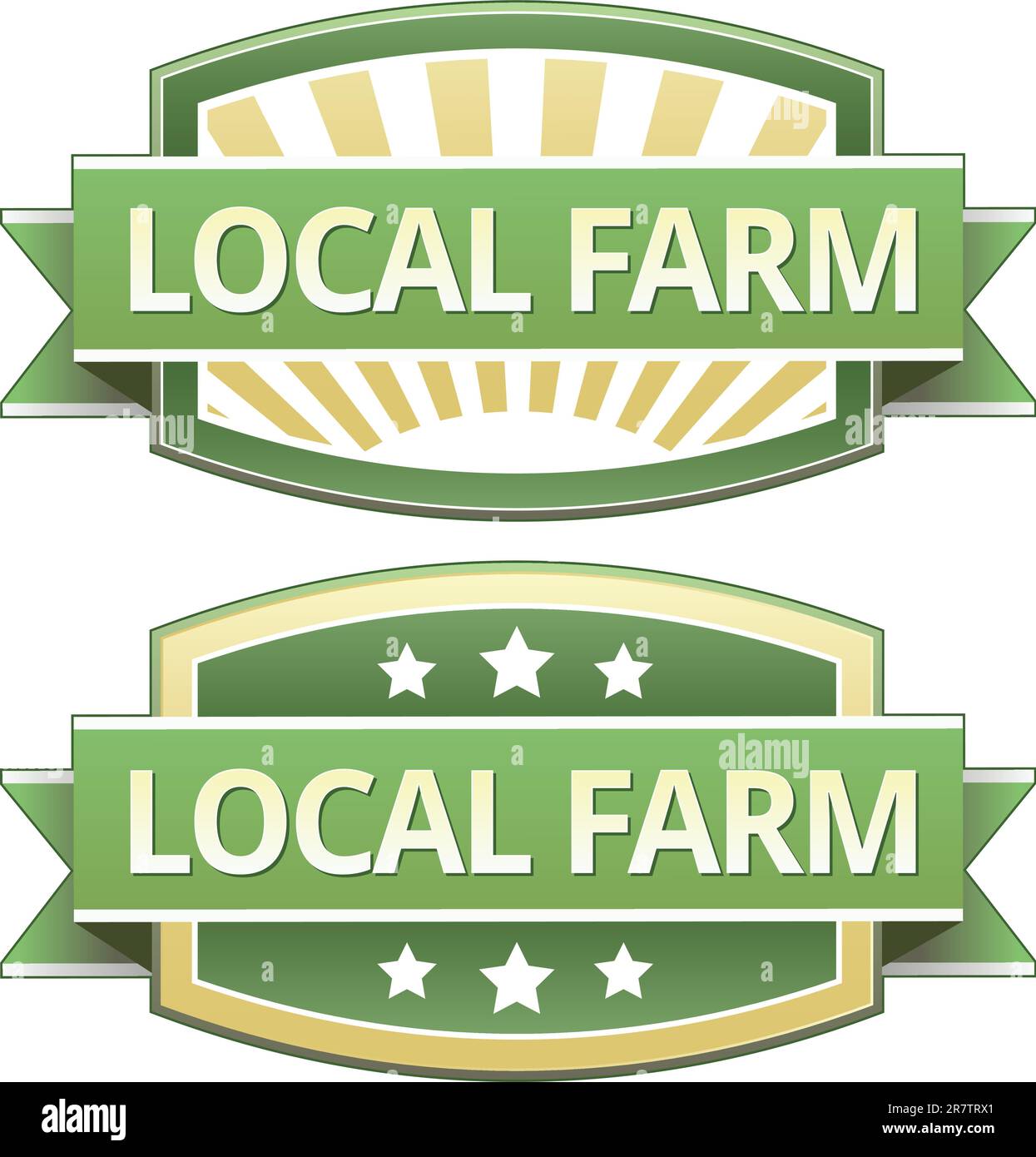 Local farm food label, badge or seal with green and yellow color in ...
