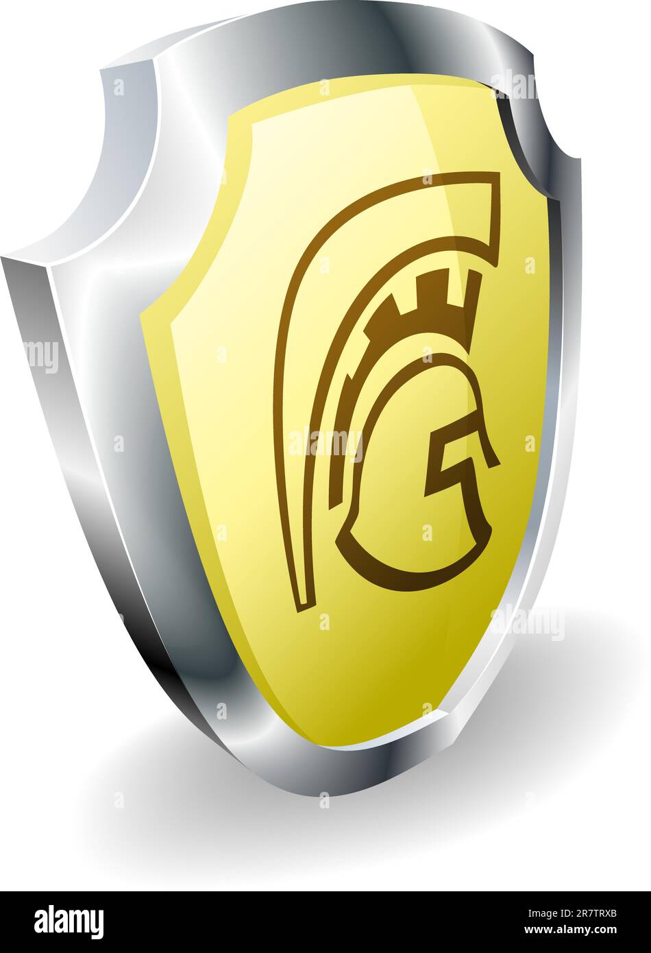 A Spartan, Trojan, or Roman shield security concept. Shield with helmet ...