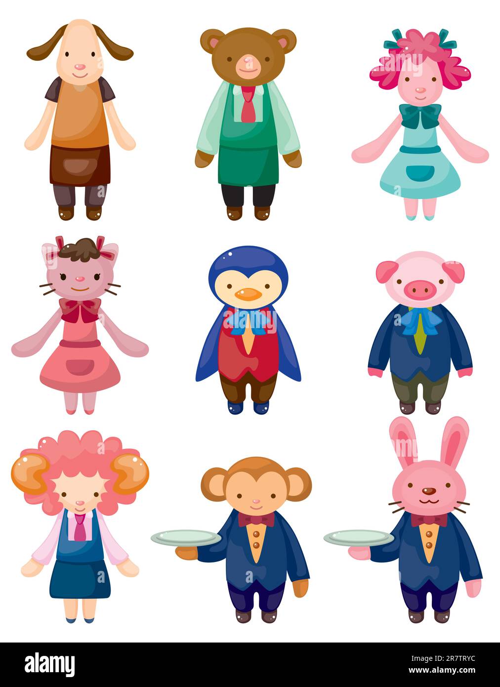 cartoon animal waiter and waitress Stock Vector Image & Art - Alamy
