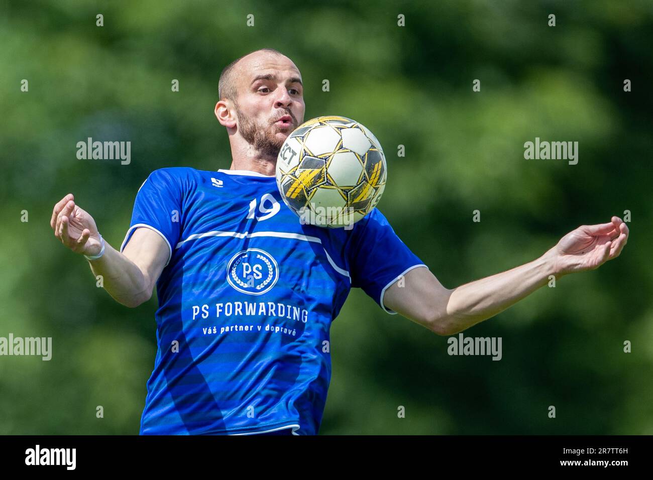 Petrvald, Czech Republic. 17th June, 2023. Czech soccer player David ...