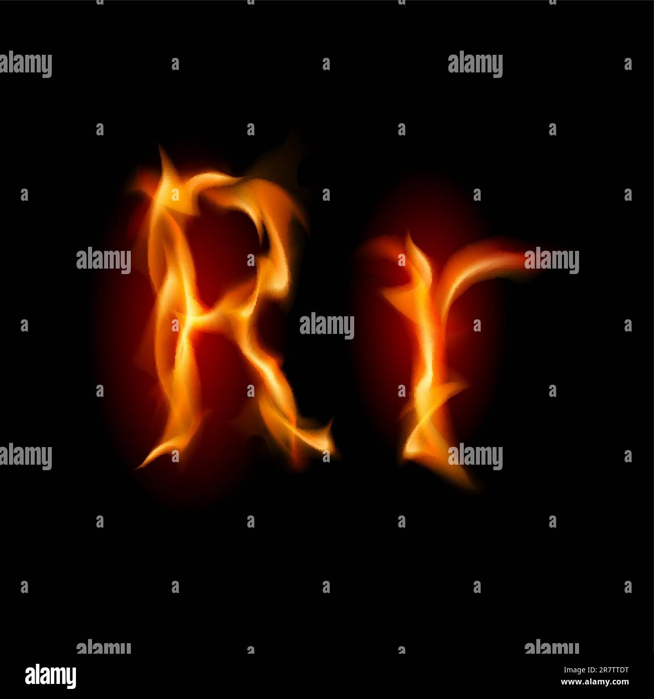 Fiery font. Letter R. Illustration on black background Stock Vector ...