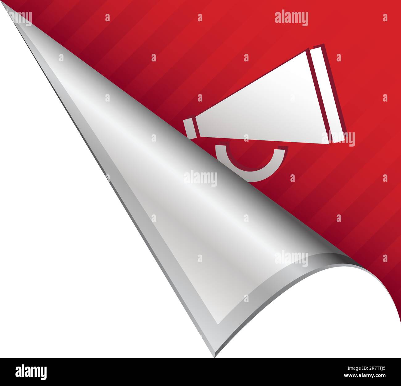 Megaphone or announcement icon on vector peeled corner tab suitable for ...