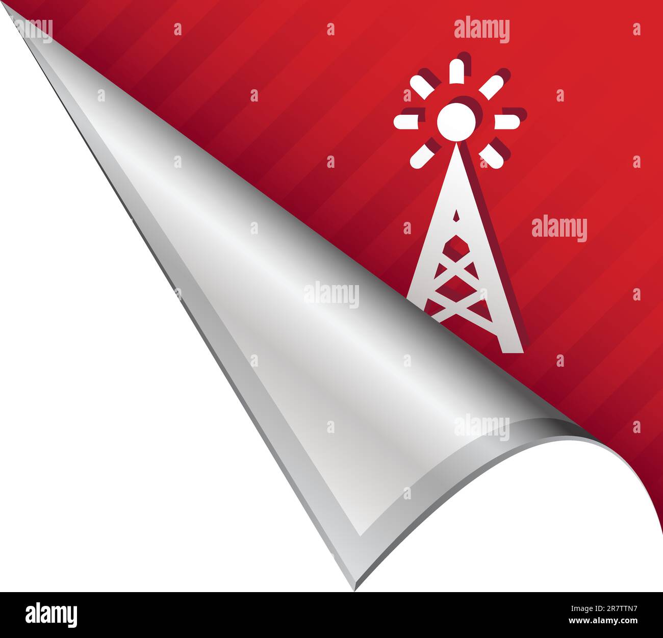 Cell phone signal tower icon on vector peeled corner tab suitable for ...