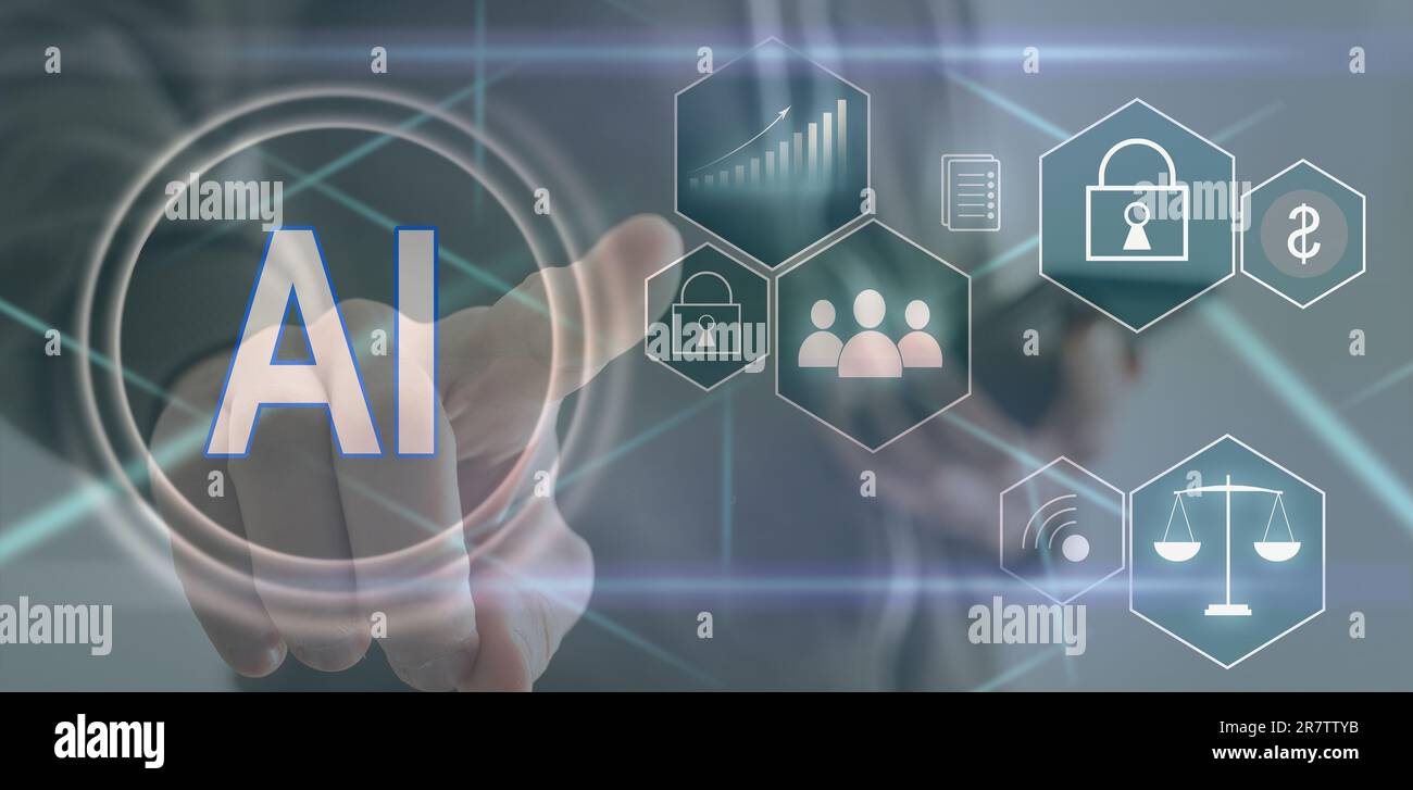 Ai technology. Businessman using labtop touching and connecting chat ai ...