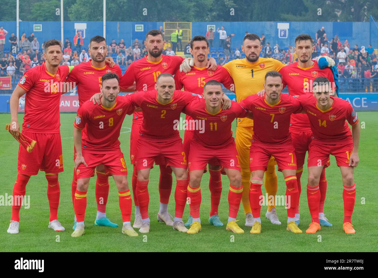 Montenegro players pose ahead of the Euro 2024 group G qualifying ...