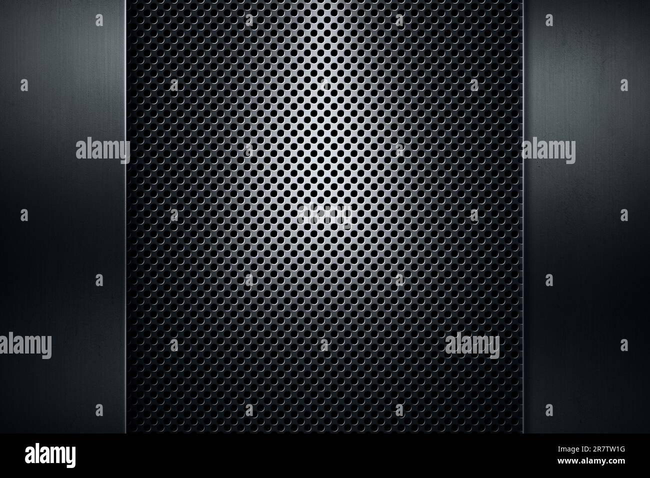Perforated metal plate with polished metal plate banner Stock Photo - Alamy
