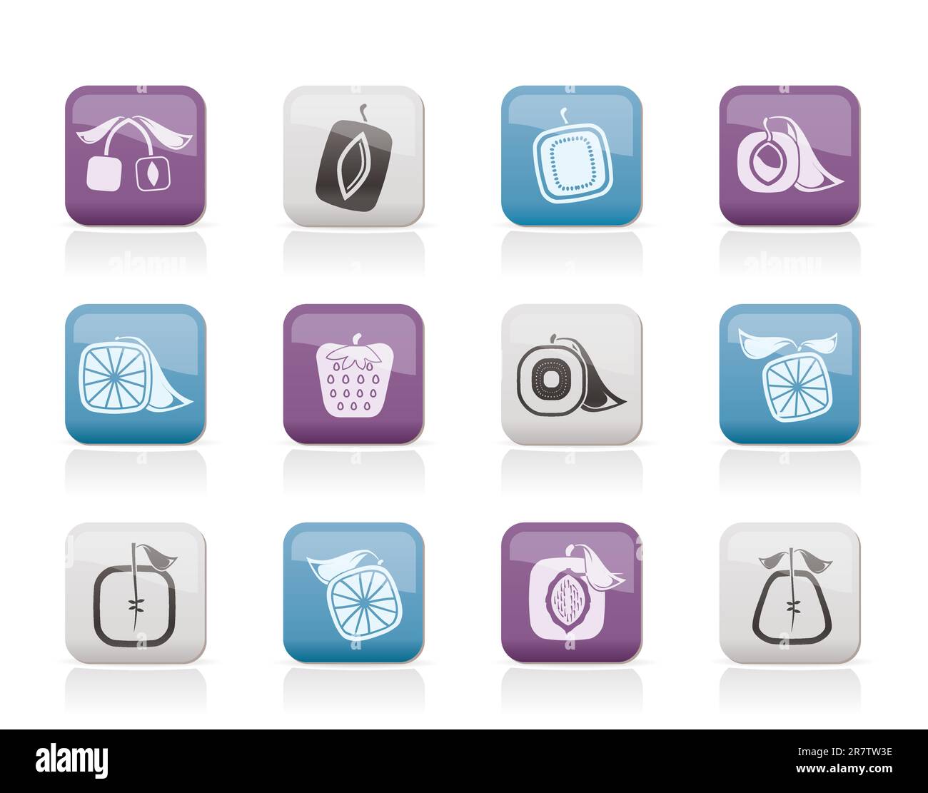 Abstract square fruit icons - vector icon set Stock Vector Image & Art ...