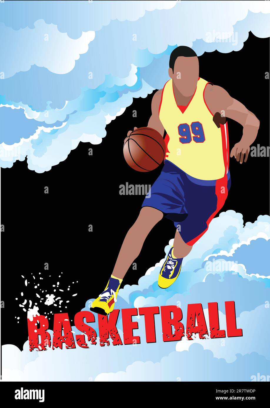 Basketball players poster. Colored Vector illustration for designers ...