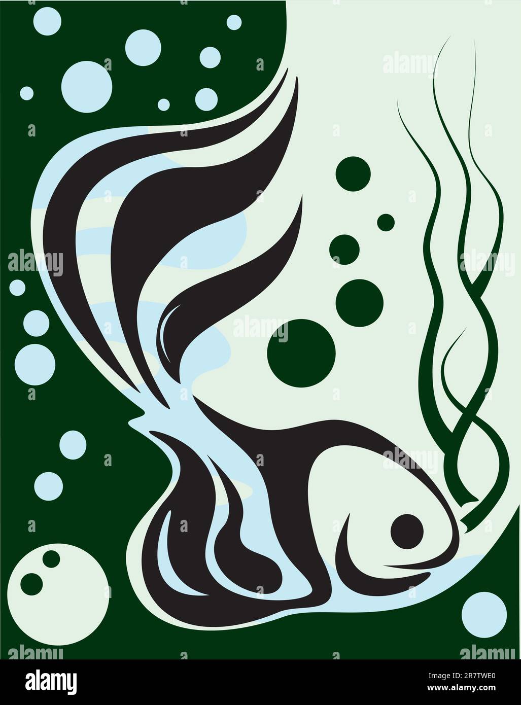 fish among seaweed and pearl Stock Vector Image & Art - Alamy
