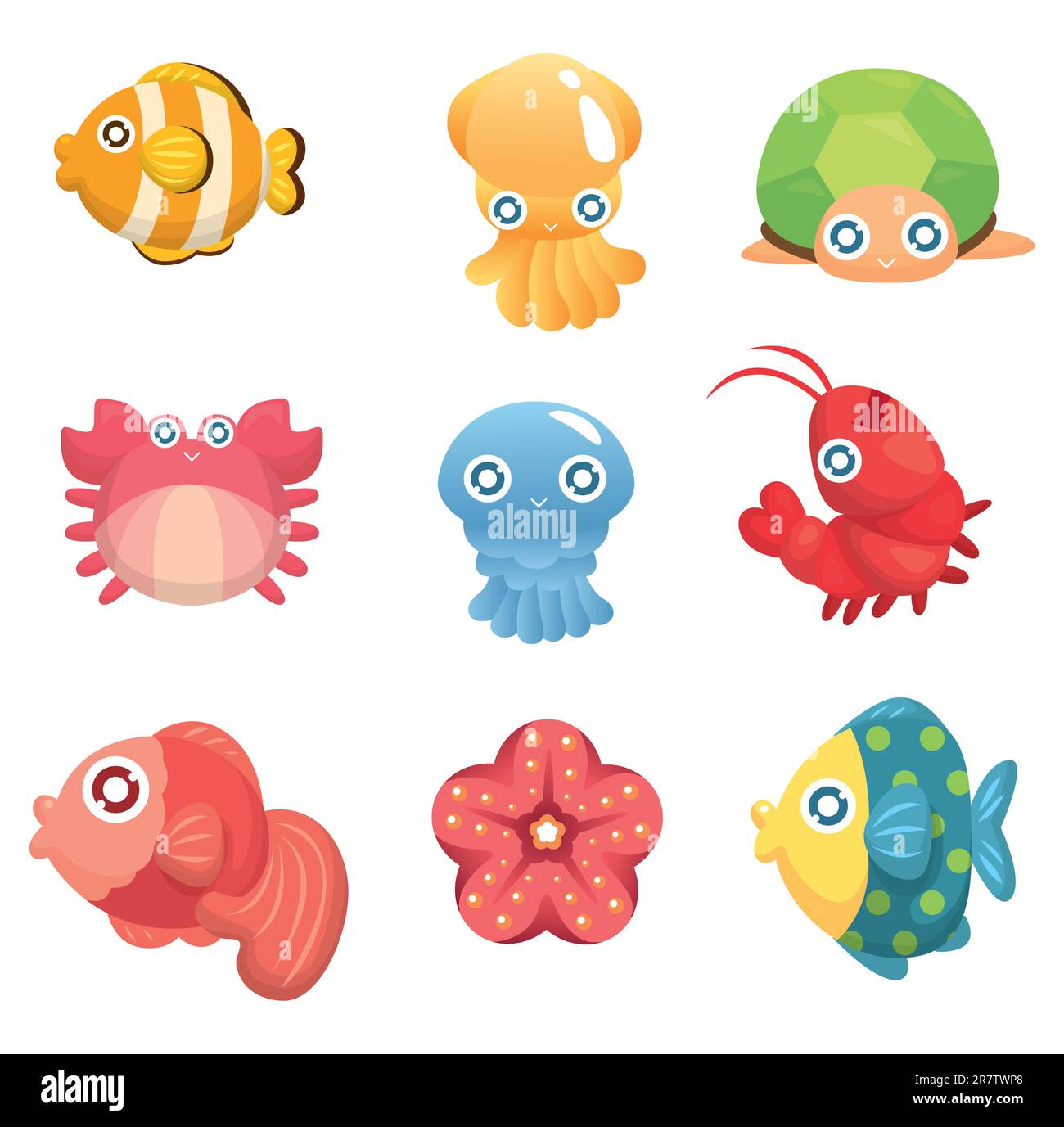 Cute cartoon jellyfish swimming Cut Out Stock Images & Pictures - Alamy