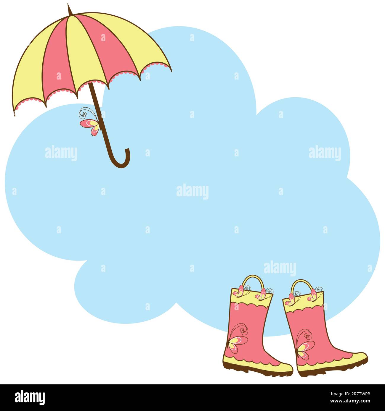 Illustration cute rain boots and umbrella Stock Vector Image & Art - Alamy