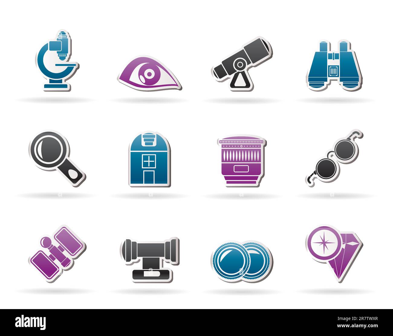 Optic and lens equipment icons - vector icon set Stock Vector Image ...