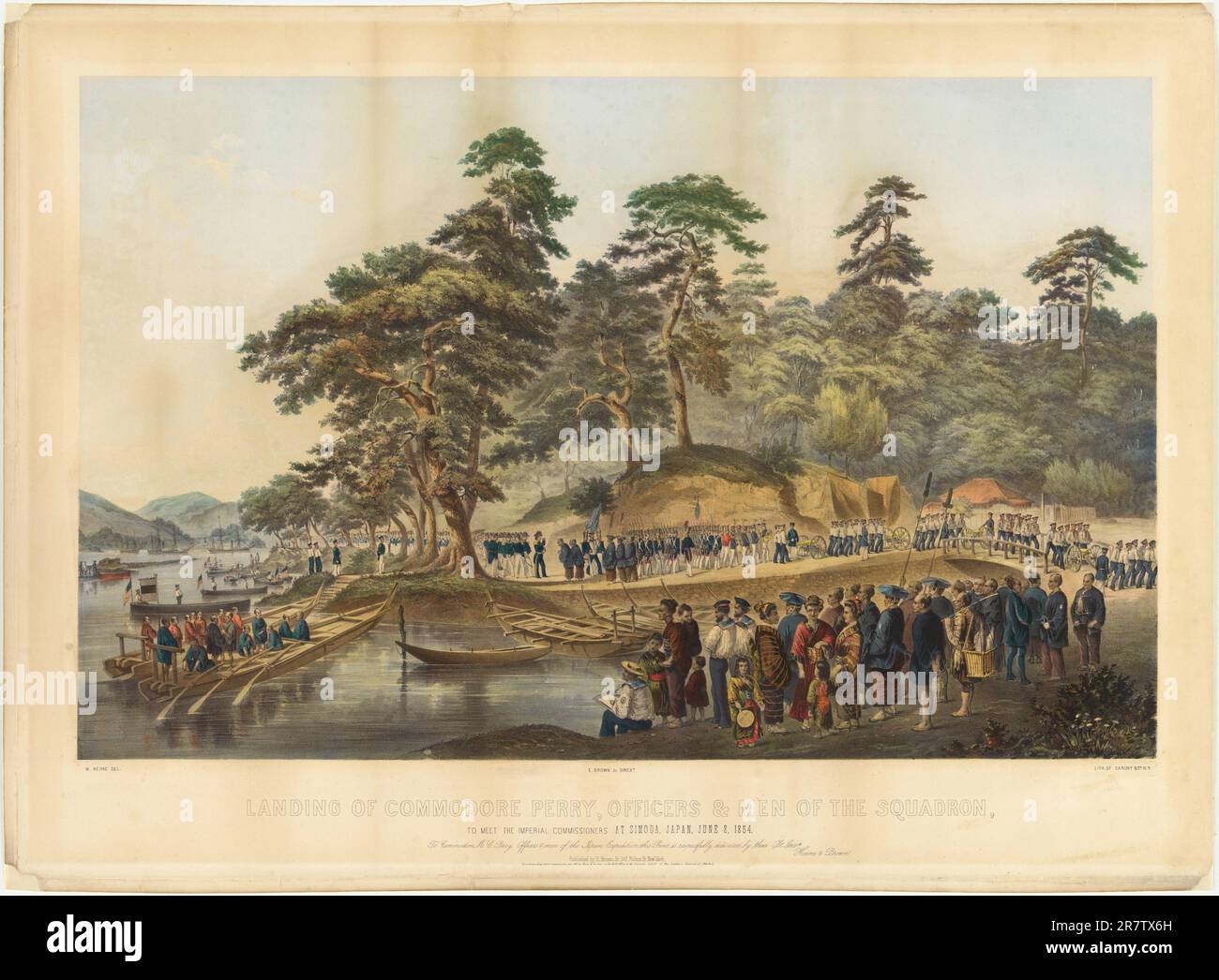 Landing of Commodore Perry, Officers and Men of the Squadron, to Meet the Imperial Commissioners ...
