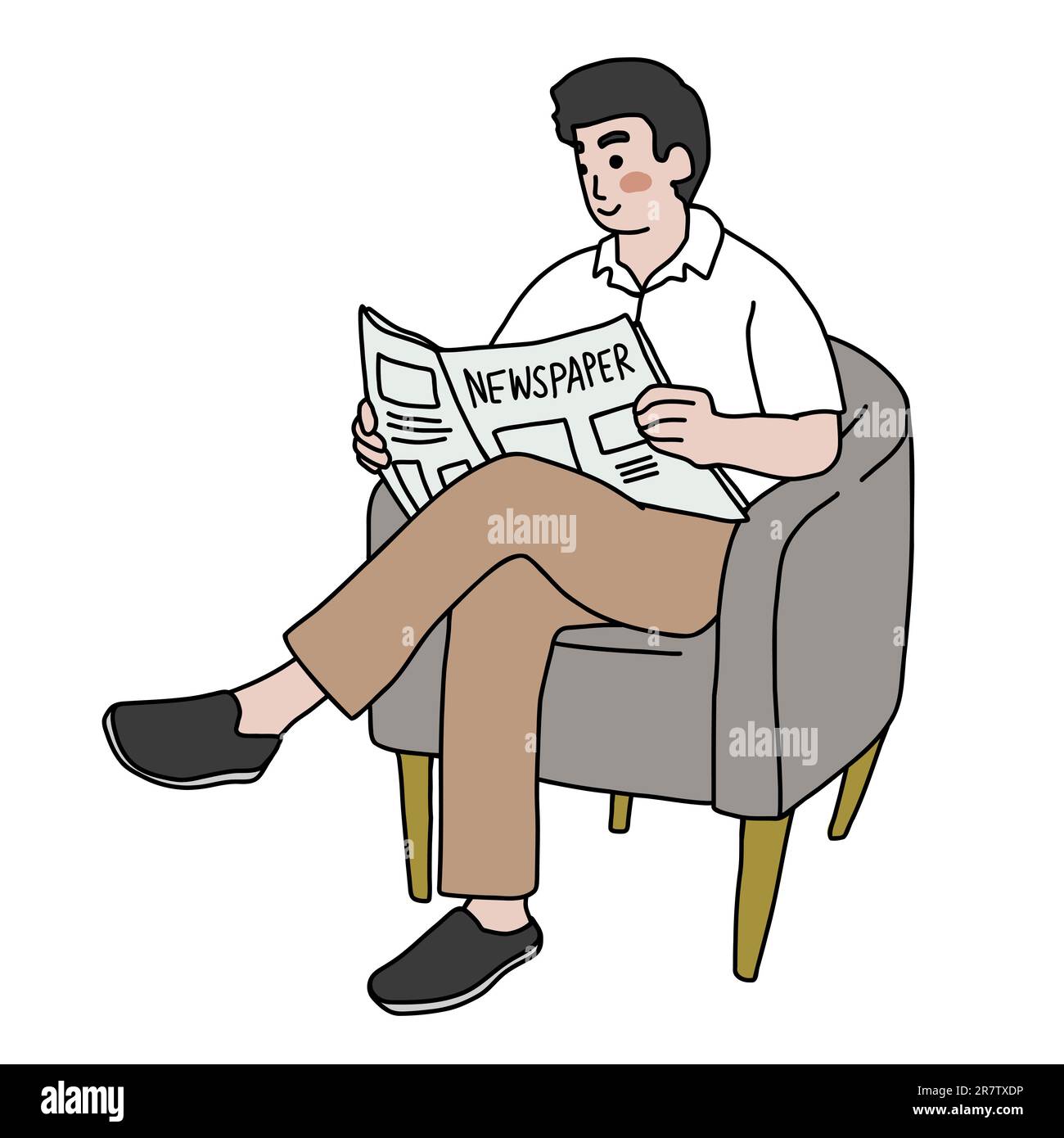 The Old Newspaper Reader Stock Vector Images Alamy