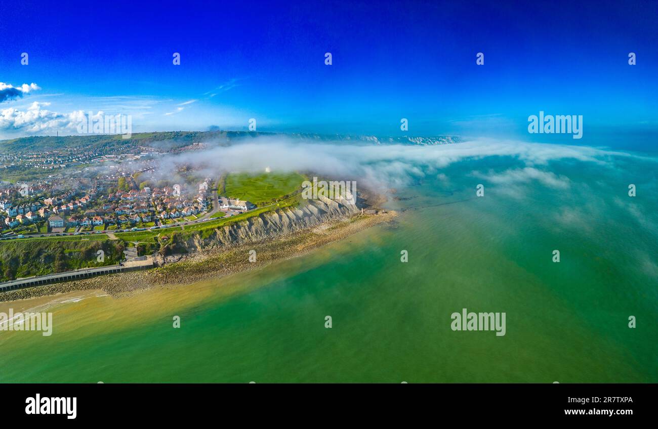 Aerial drone view of the english coast in Folkestone, Kent Stock Photo ...