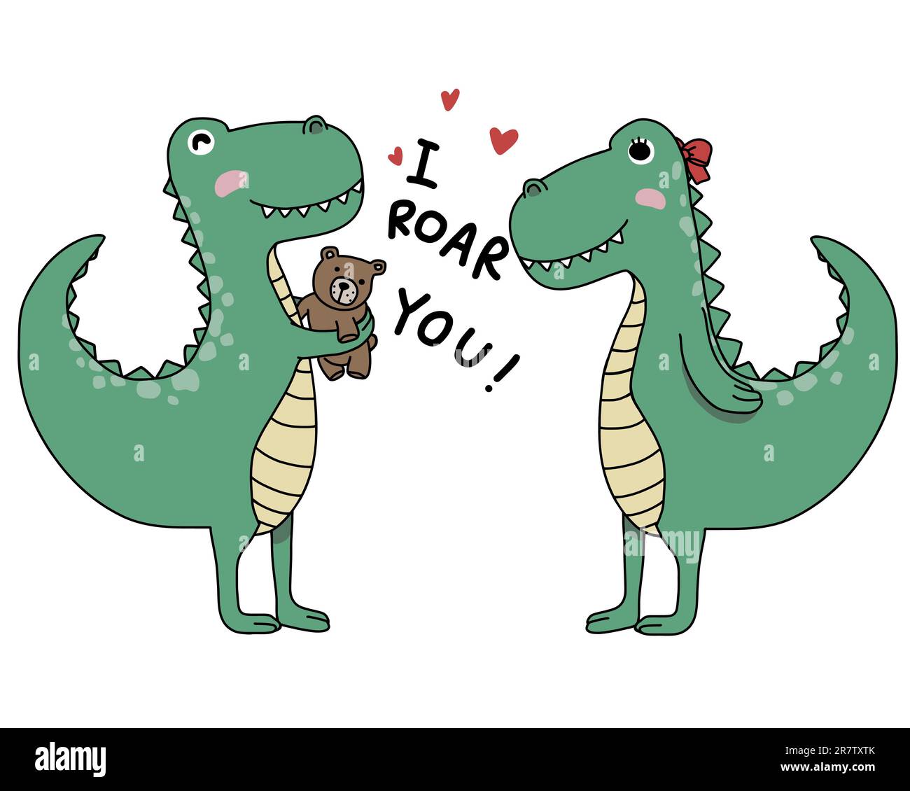 Dinosaur lover giving bear doll to girlfriend and say I roar you ...