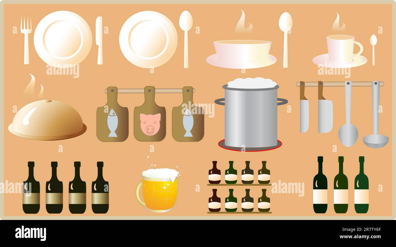 set of object for kitchen and restaurant Stock Vector Image & Art - Alamy