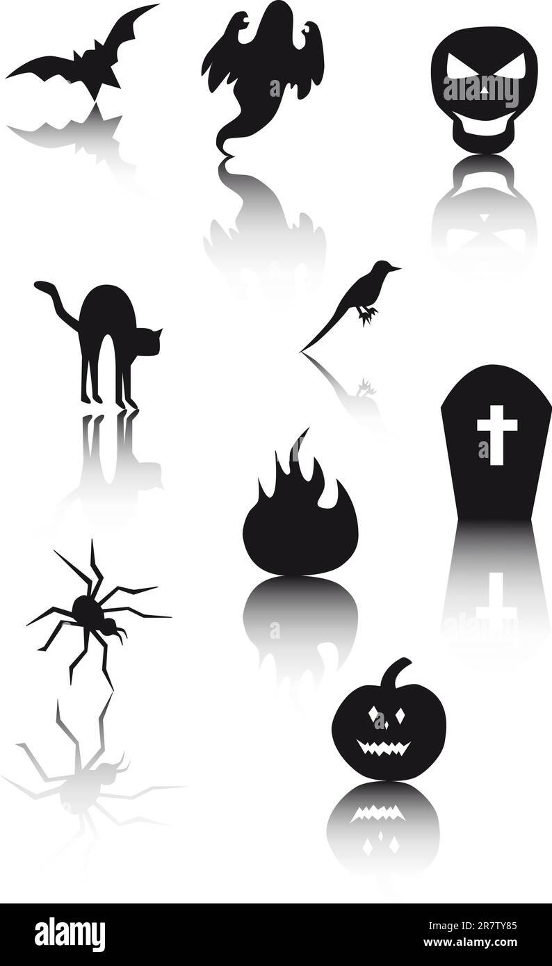 Halloween icon set in black Stock Vector Image & Art - Alamy