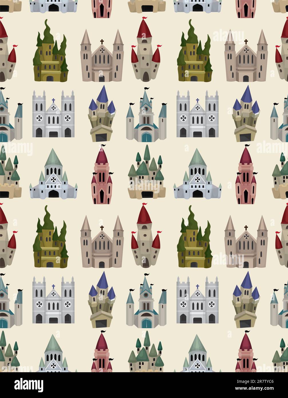 cartoon Fairy tale castle seamless pattern Stock Vector Image & Art - Alamy