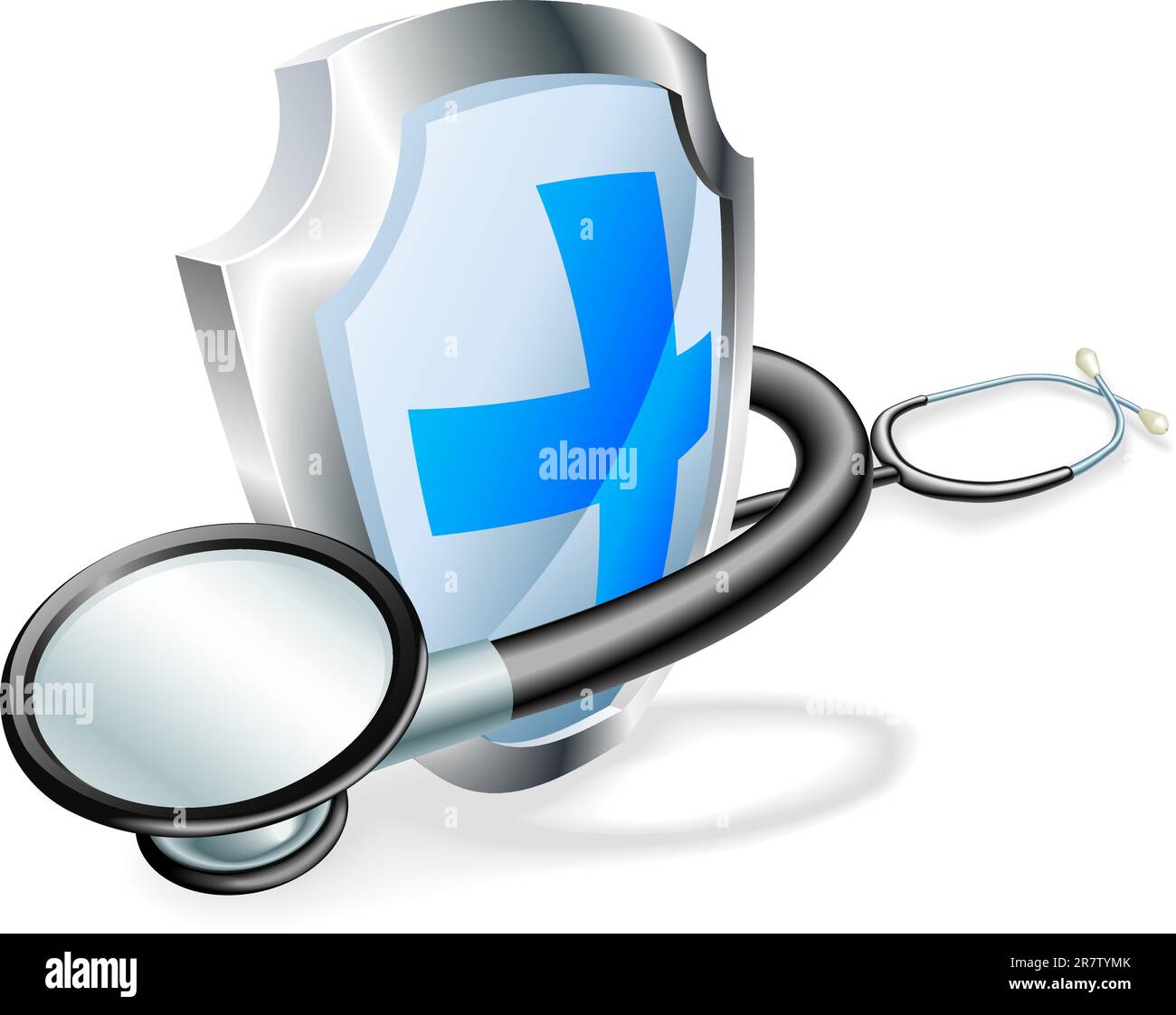 Shield with stethoscope wrapped round it medical healthcare concept ...