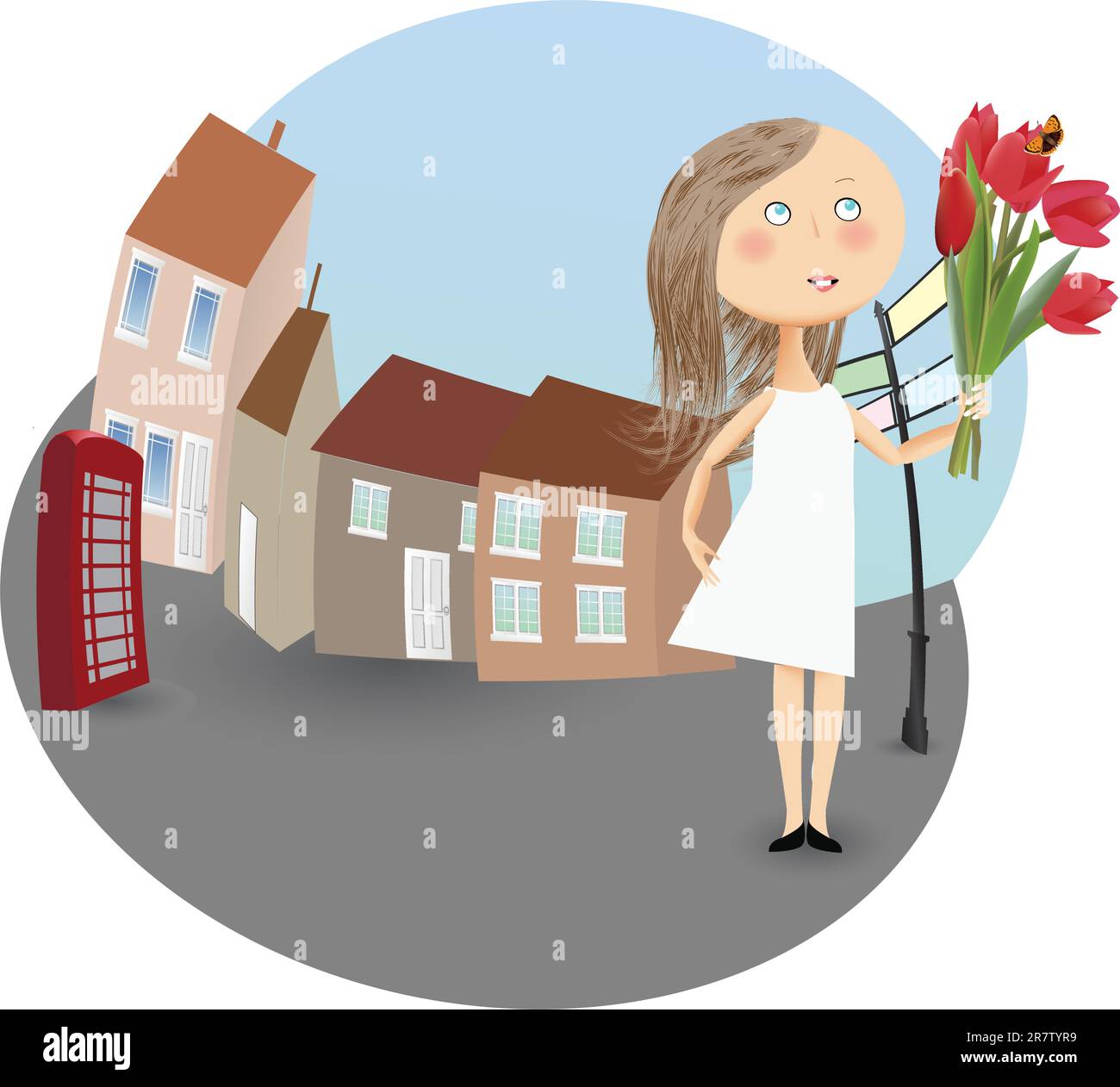 Girl long hair in white Stock Vector Images - Alamy