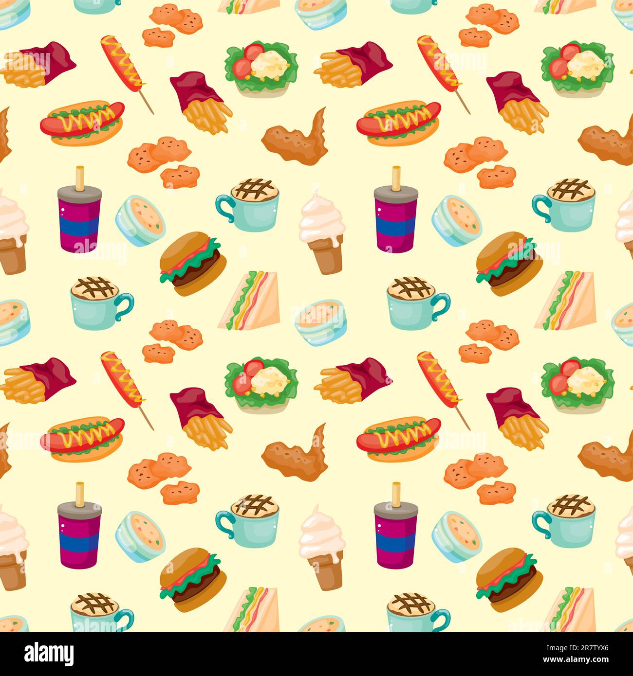 Fast food pattern hi-res stock photography and images - Alamy