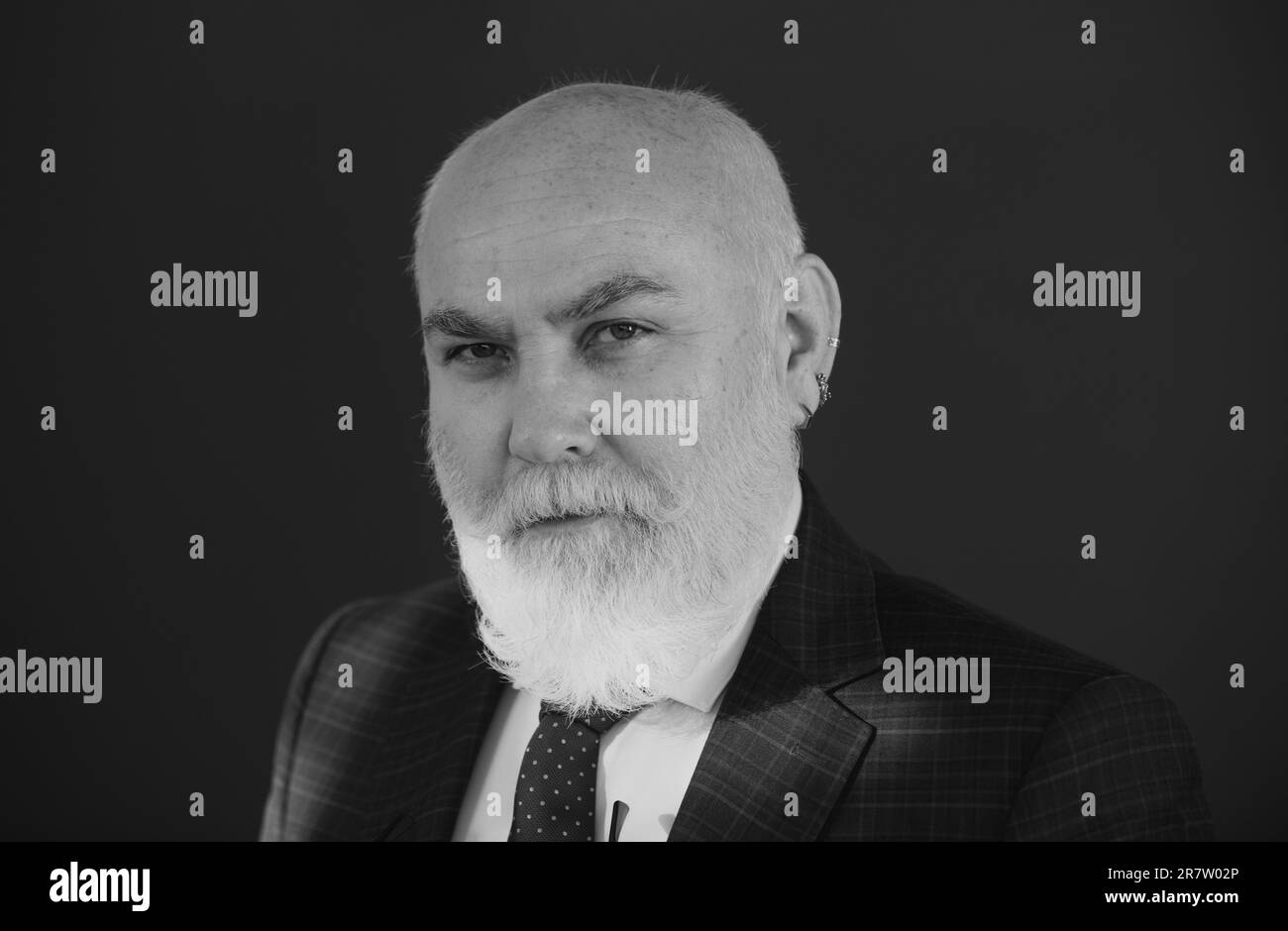 Senior professor. Closeup portrait of grey hair thinking teacher at ...