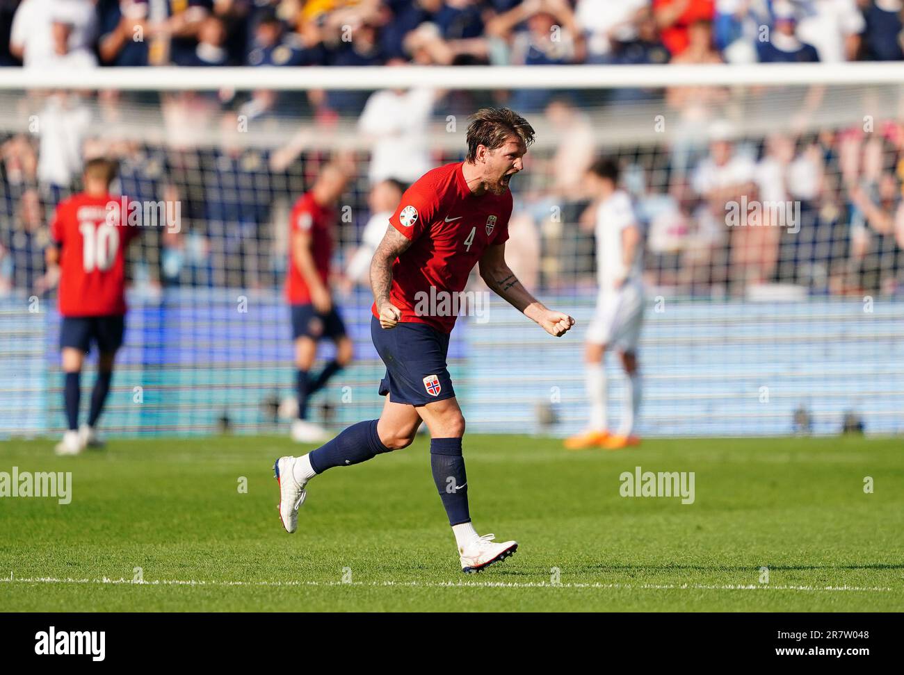 Norway's Stefan Strandberg celebrates after his side are awarded a ...