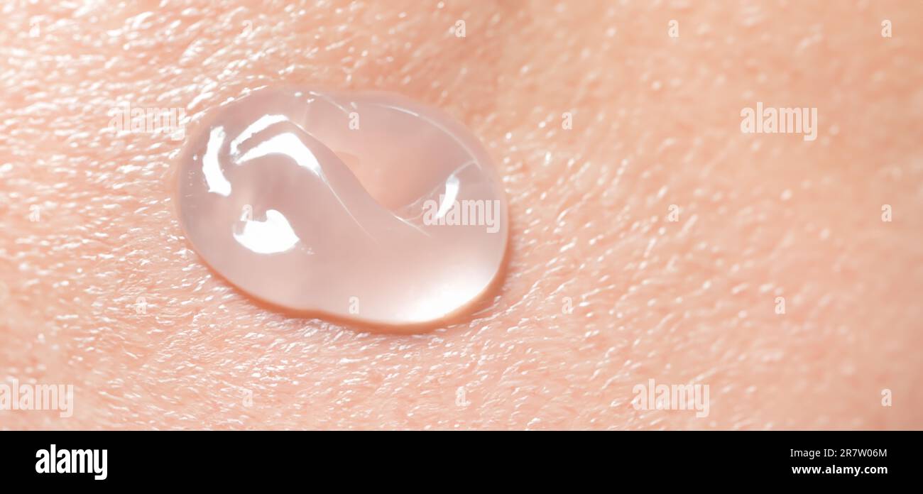 Collagen And Hyaluron Serum Gel On Skin. Splashing of Hyaluron gel ...