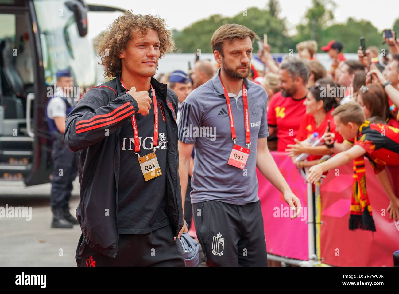 BRUSSELS, BELGIUM - JUNE 17: Wout Faes of Belgium arrives prior to the ...