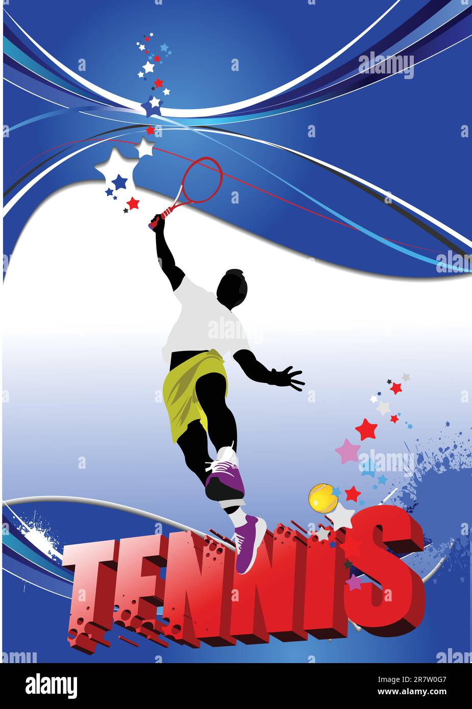 Tennis player poster. Colored Vector illustration for designers Stock ...