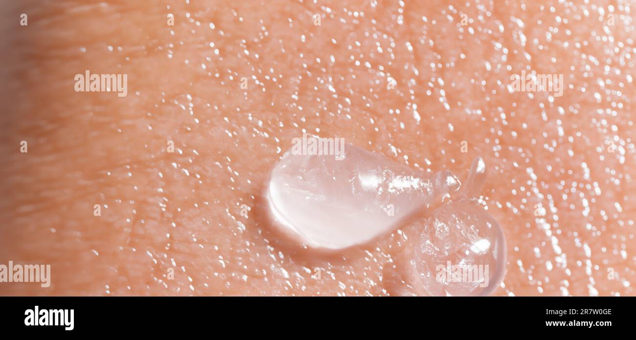 Collagen And Hyaluron Serum Gel On Skin. Splashing of Hyaluron gel ...