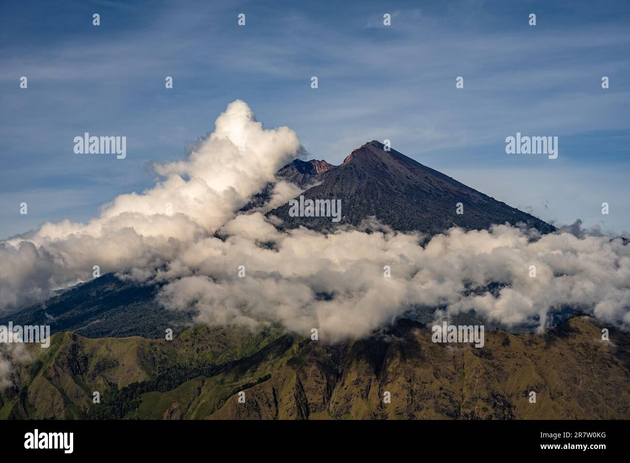 An awe-inspiring view of Rinjani volcano on Lombok island, Indonesia ...