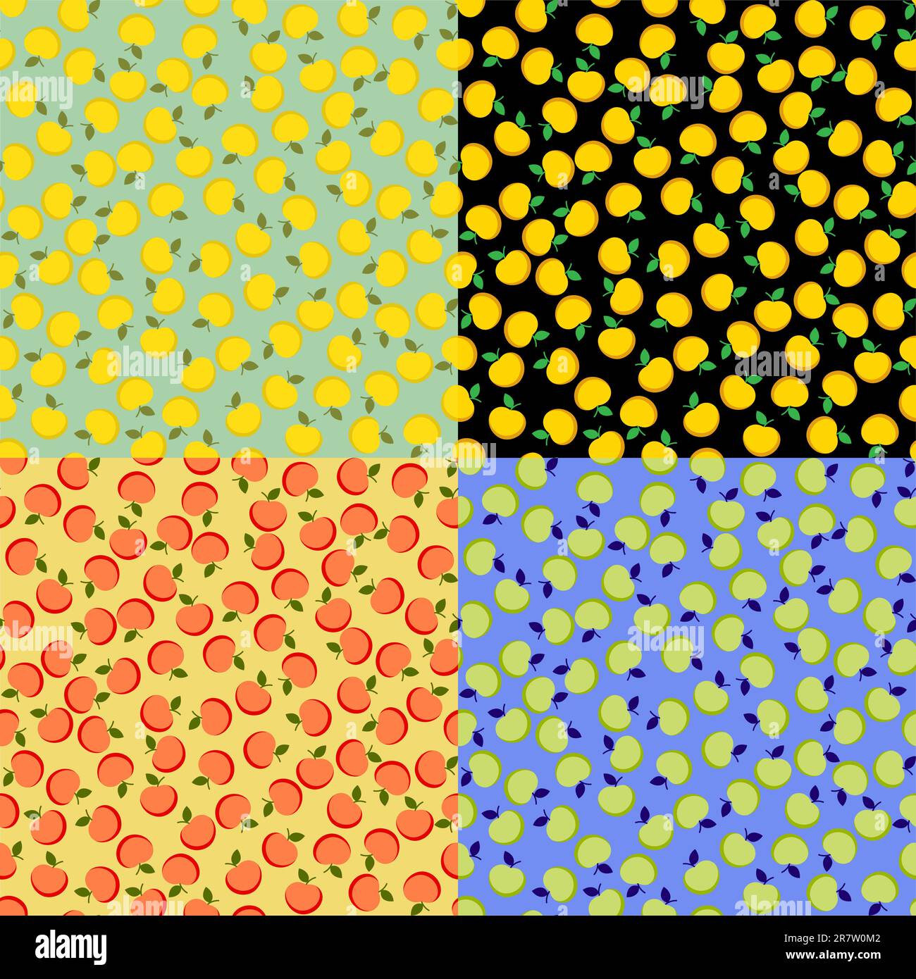 Vector pattern of apples and green leaves. Illustration for design ...