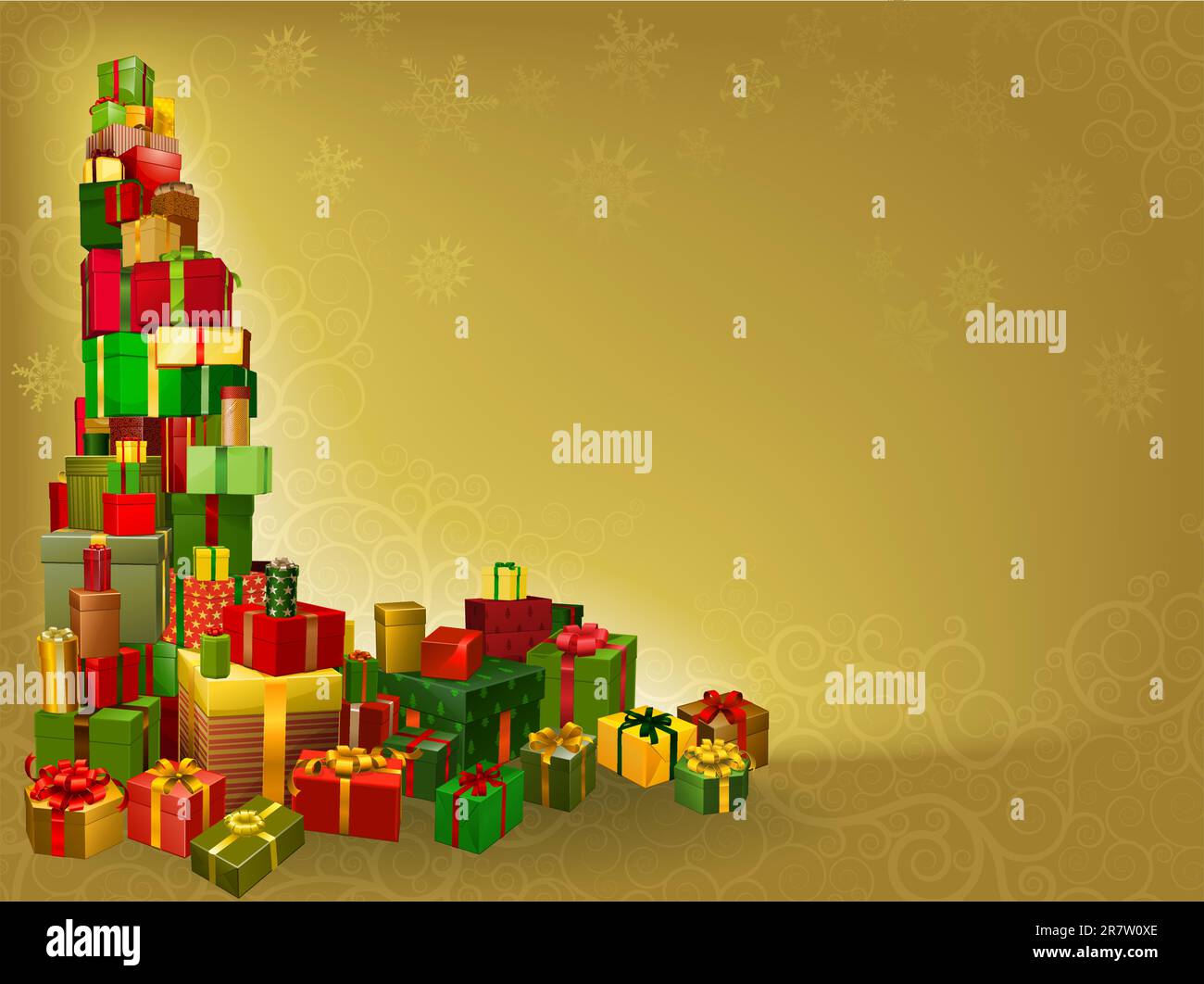 A gold Christmas background with gifts corner element Stock Vector ...