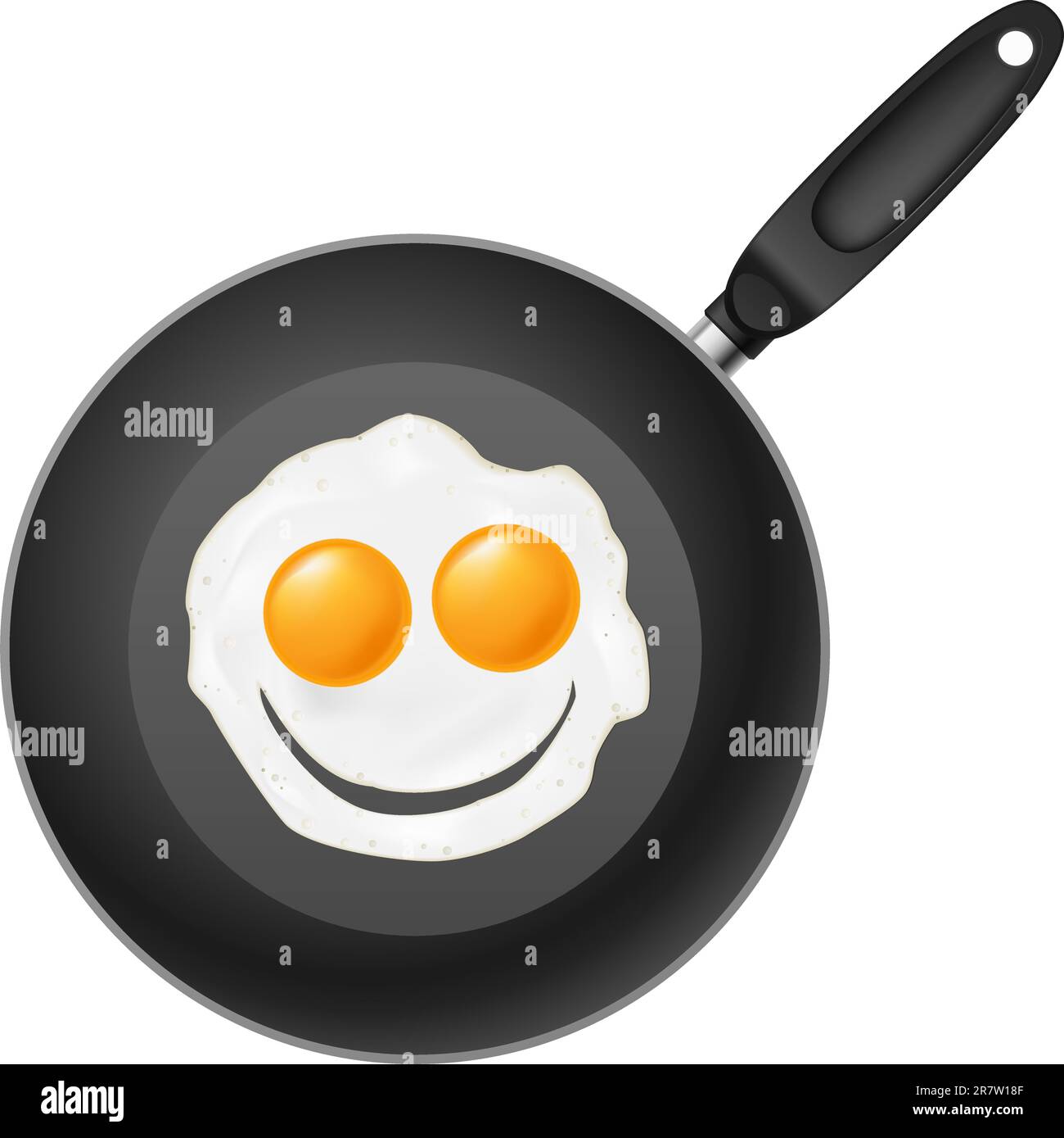 Frying pan with smile egg. Illustration on white background Stock ...