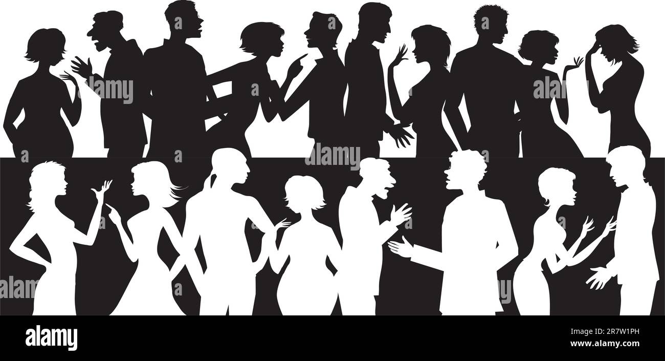 Silhouettes of people talking and arguing each other Stock Vector Image ...