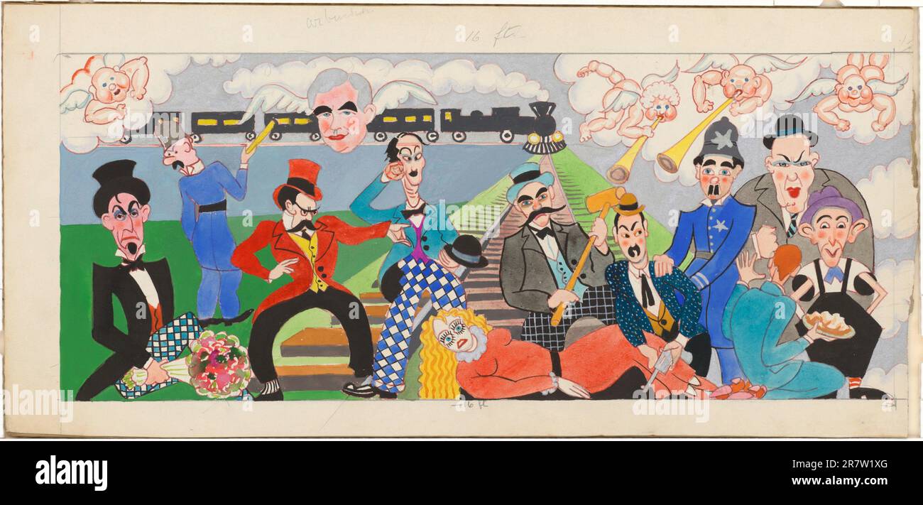 Mural Study #1: Perils of Pauline/Keystone Cops c. 1941 Stock Photo - Alamy