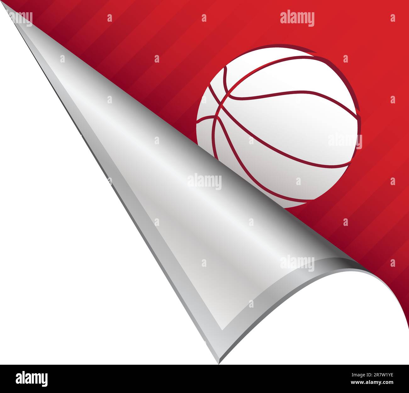 Basketball sports icon on vector peeled corner tab suitable for use in ...