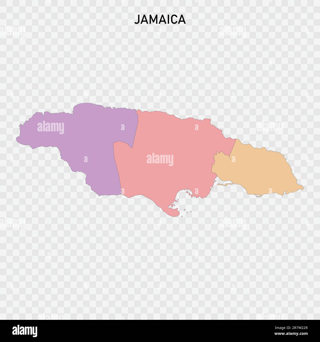 Isolated colored map of Jamaica with borders of the counties Stock ...