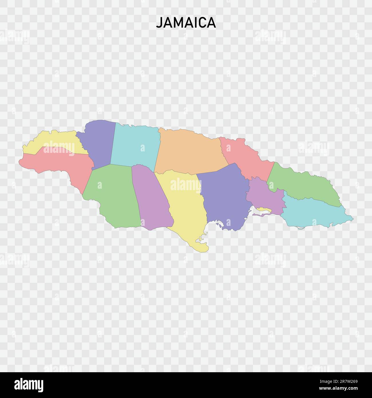Isolated colored map of Jamaica with borders of the parishes Stock ...