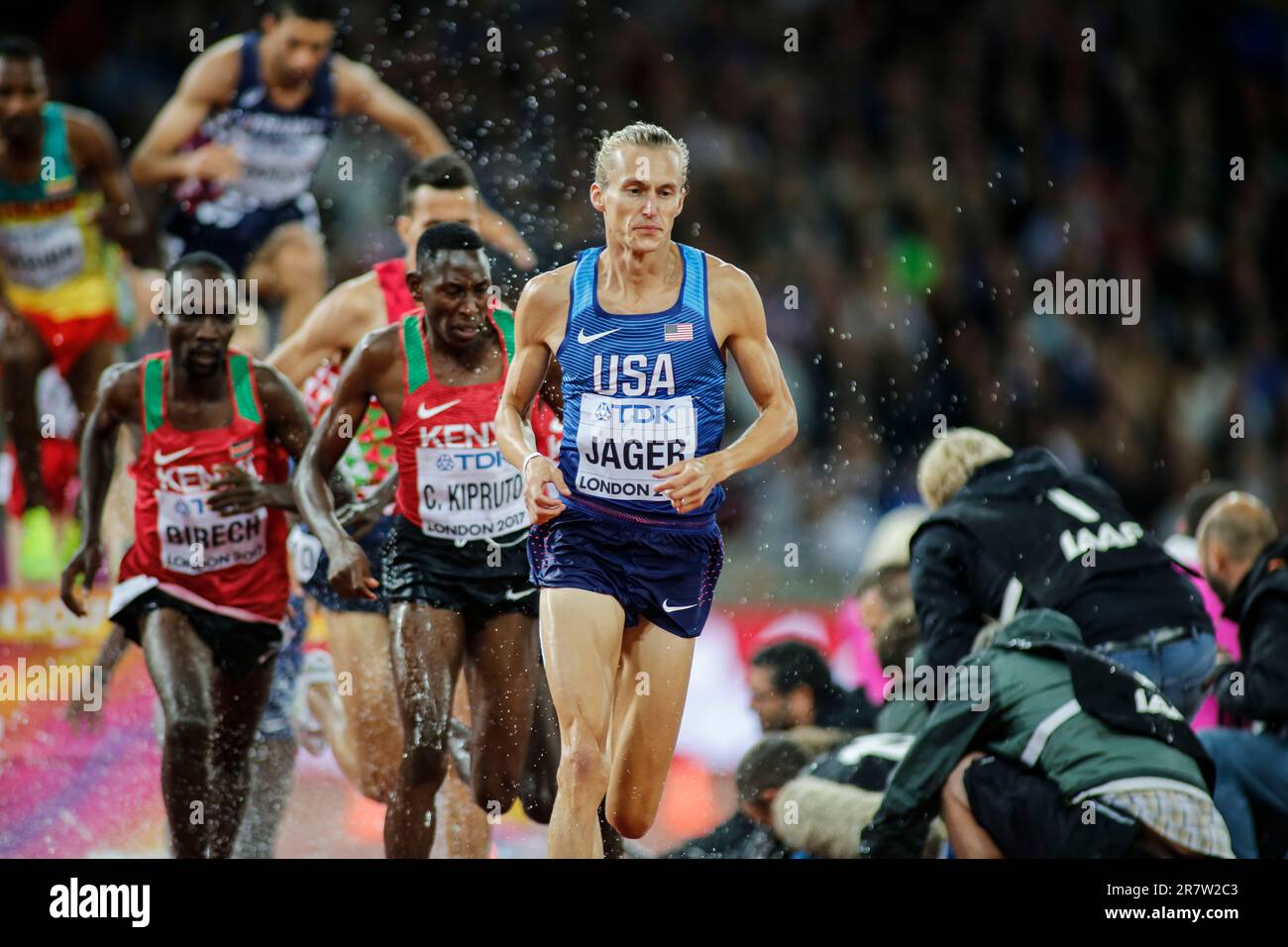Evan Jager participating in the 3000 Metres Steeplechase at the World ...