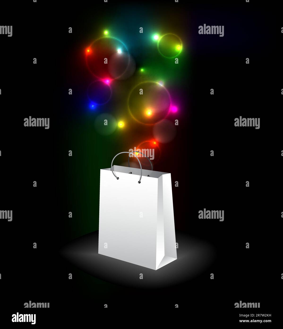 Vector shopping bag with a surprise - colorful lights Stock Vector ...