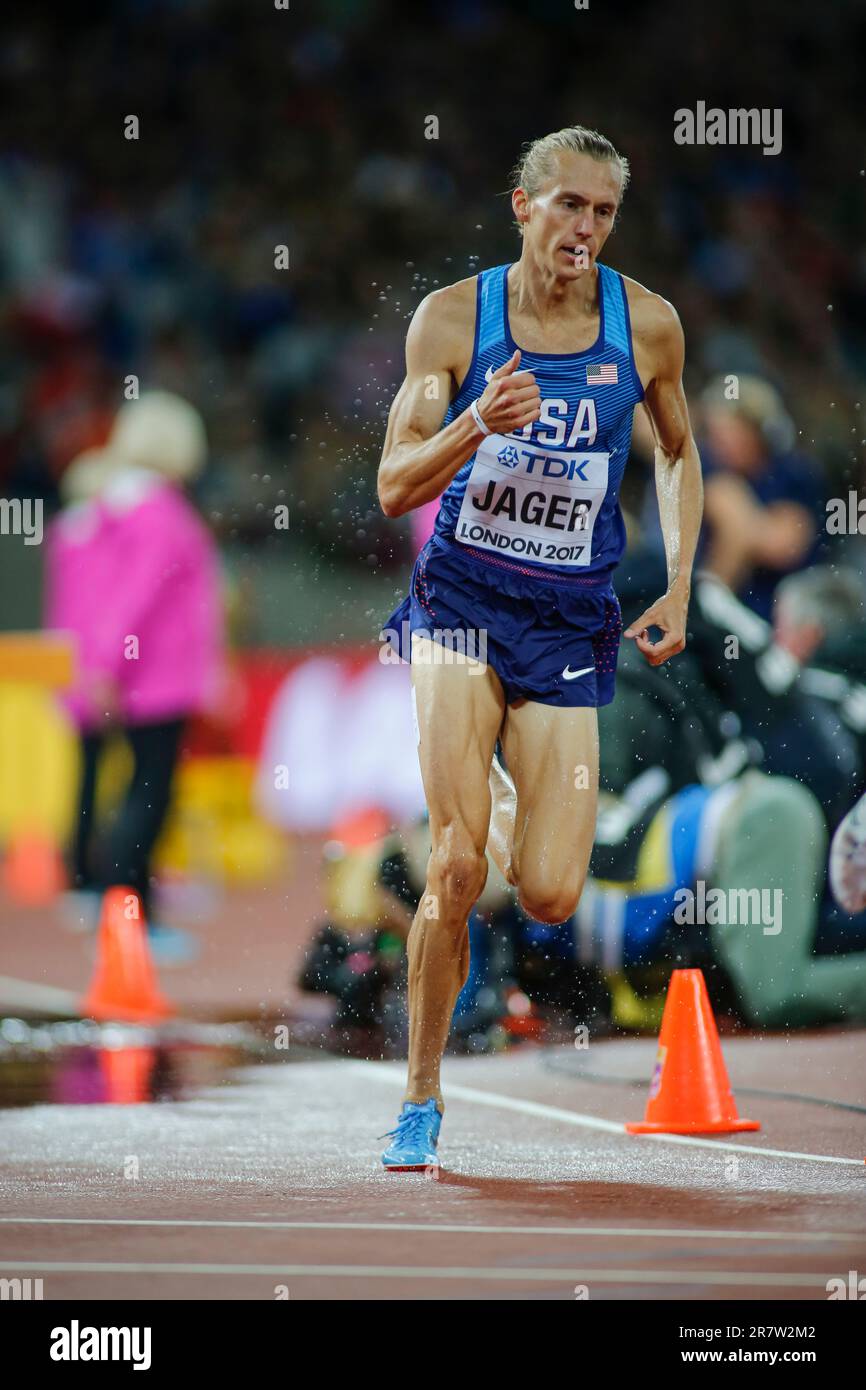 Evan Jager participating in the 3000 Metres Steeplechase at the World ...
