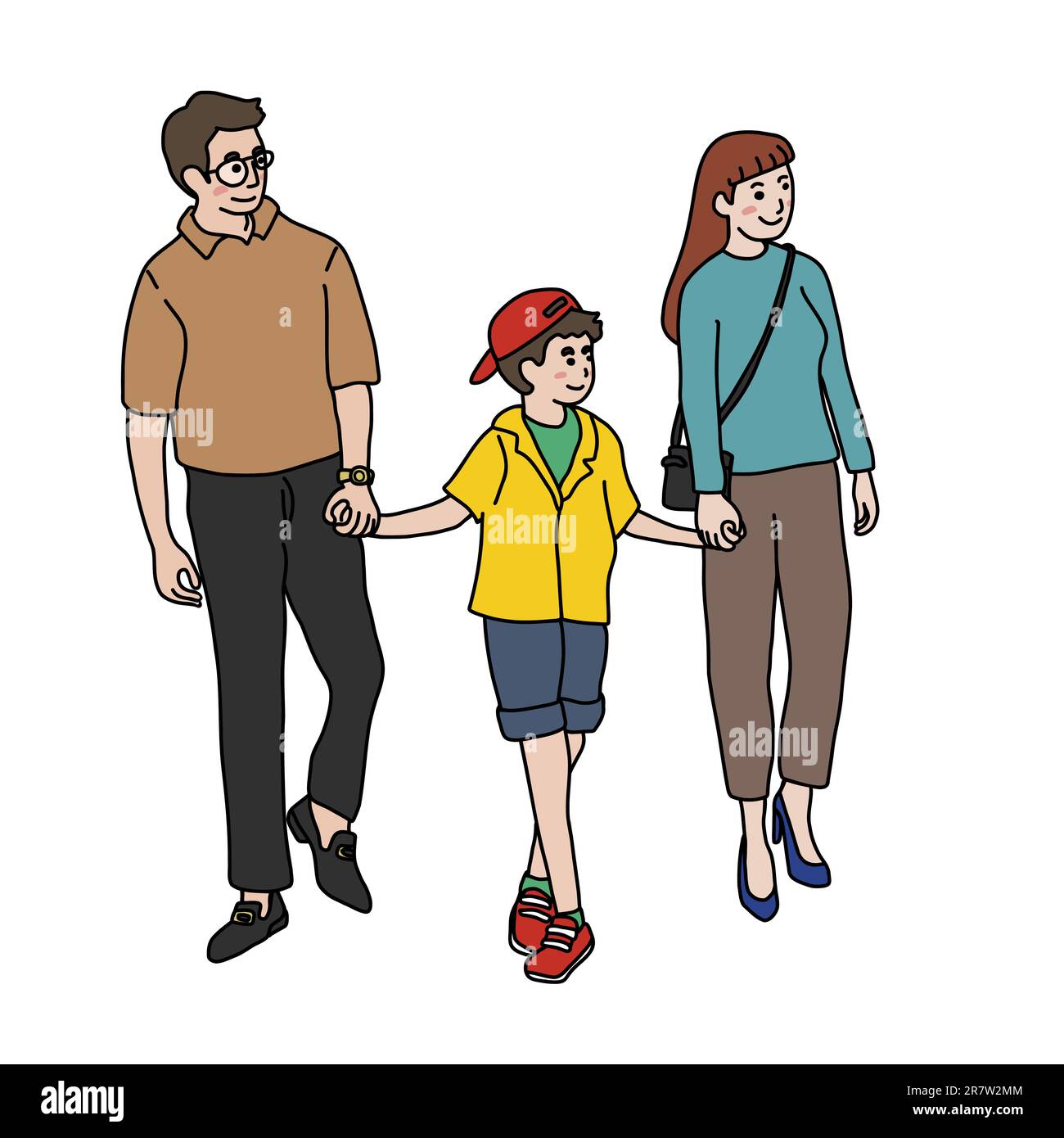 Family group of father ,mother and son cartoon vector illustration ...