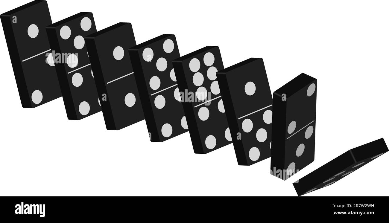 Domino Effect - Standing Black Tiles Isolated On White Background Stock ...