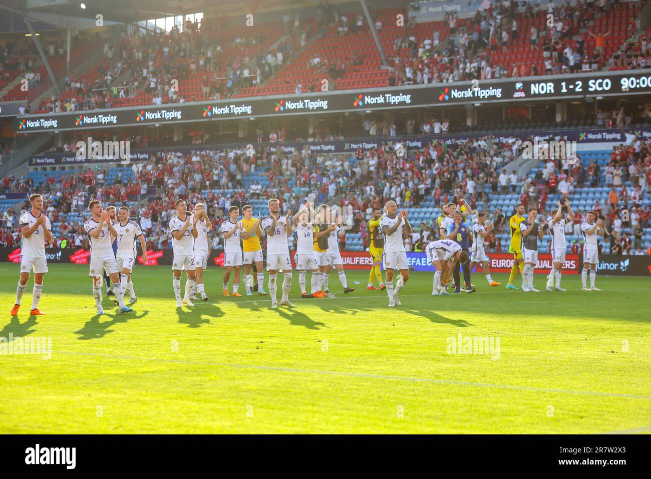 Oslo, Norway, 17th June 2023. The Scottish team celebrating in front of ...