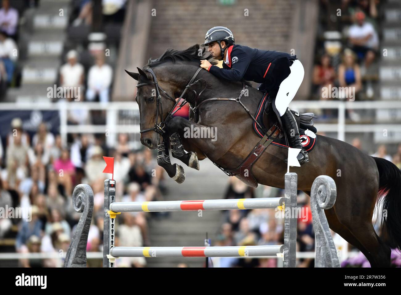 STOCKHOLM 20230617 Nicolas Pizarro, Mexico, on the horse Mike Wazowski ...