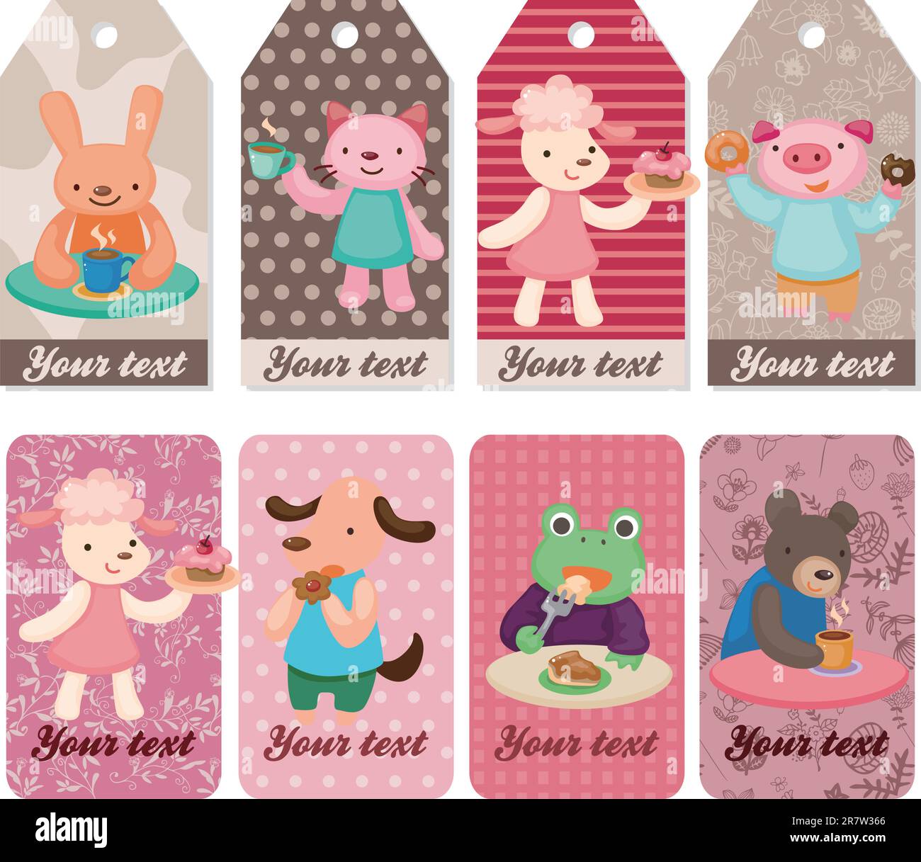 cartoon animal tea time card Stock Vector Image & Art - Alamy