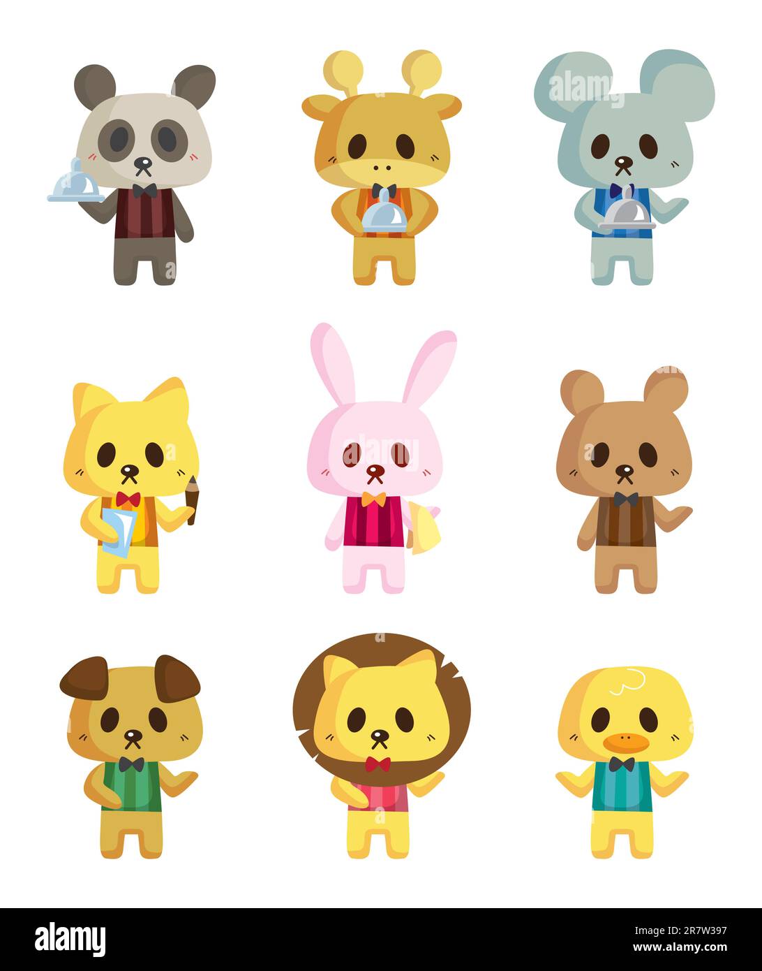 cartoon animal waiter icons Stock Vector Image & Art - Alamy